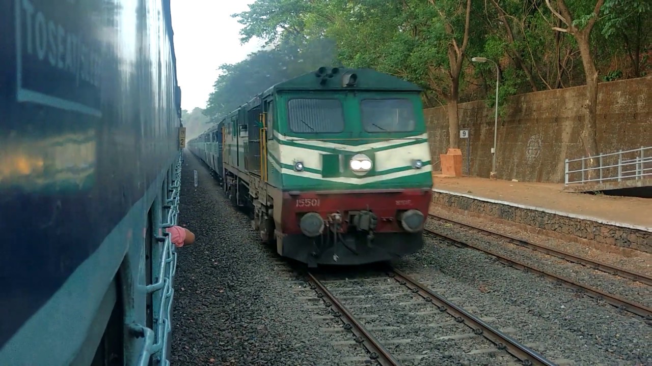 Konkan Railway Train Rajya Rani (Tutari) Express crossing near ...