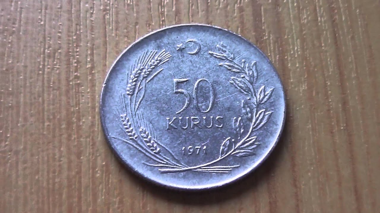50 Kurus coin of Turkey from 1971 in HD - YouTube