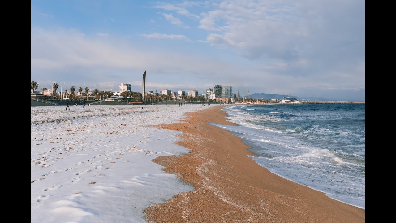 Nieve en la Playa de BARCELONA - 2018 - YouTube