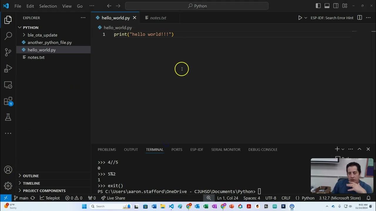Python - interacting with the repl, interpreting errors, variables - YouTube