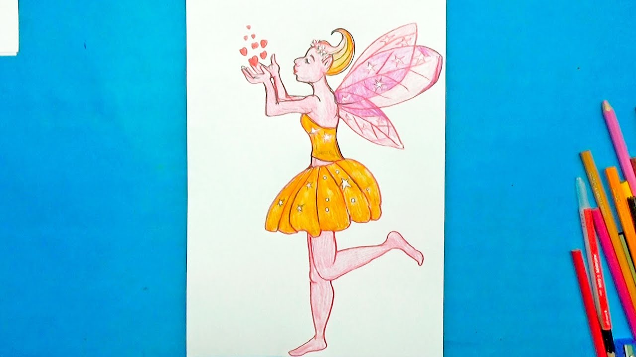 How to Draw a Girl with Butterfly Wings for Beginners | Easy Beautiful ...