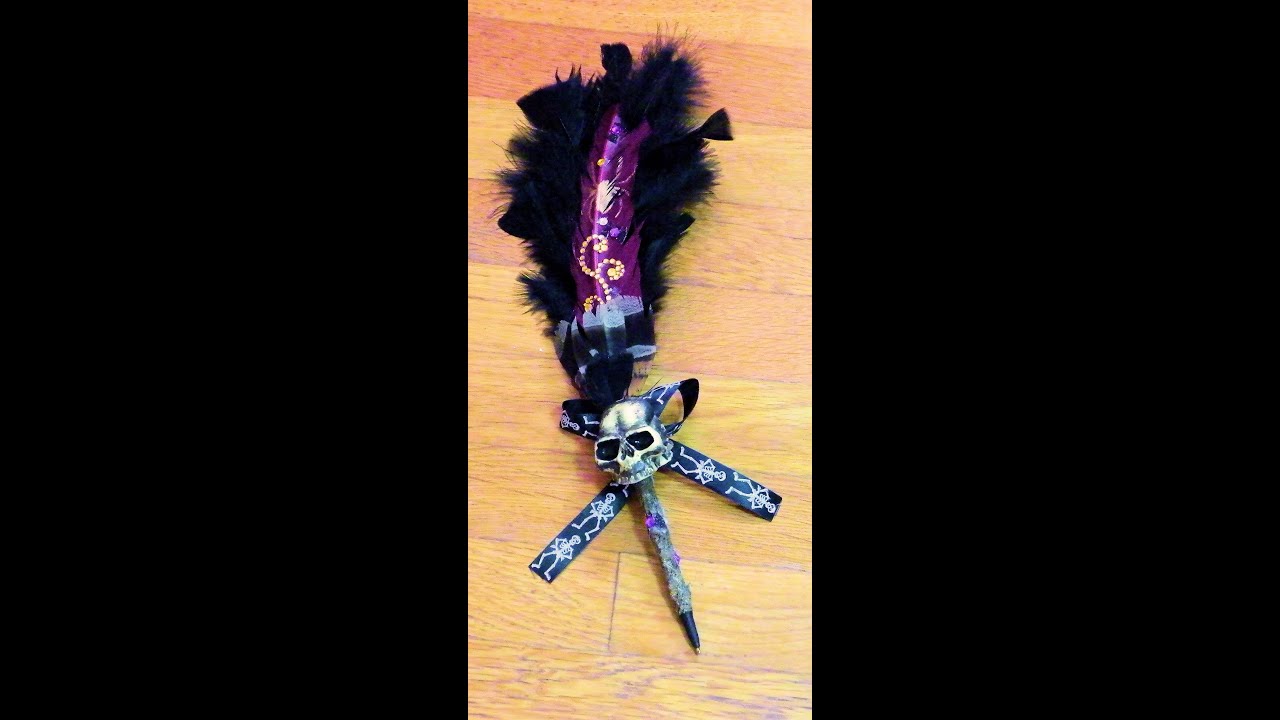 Making a Halloween Fancy Feather Pen - YouTube