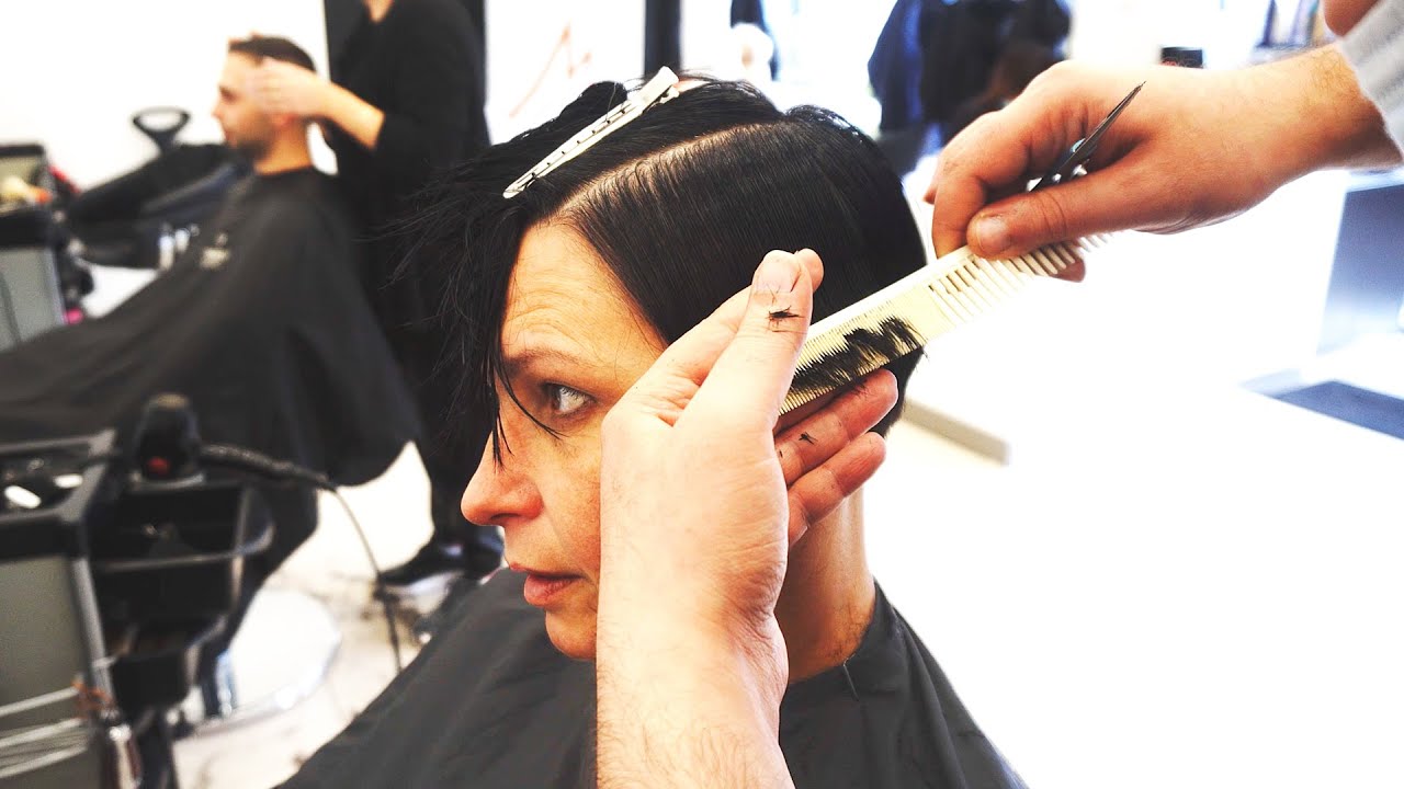 ANTI AGE HAIRCUT - SHORT to SHORTER - PIXIE CUT WITH BANGS - YouTube