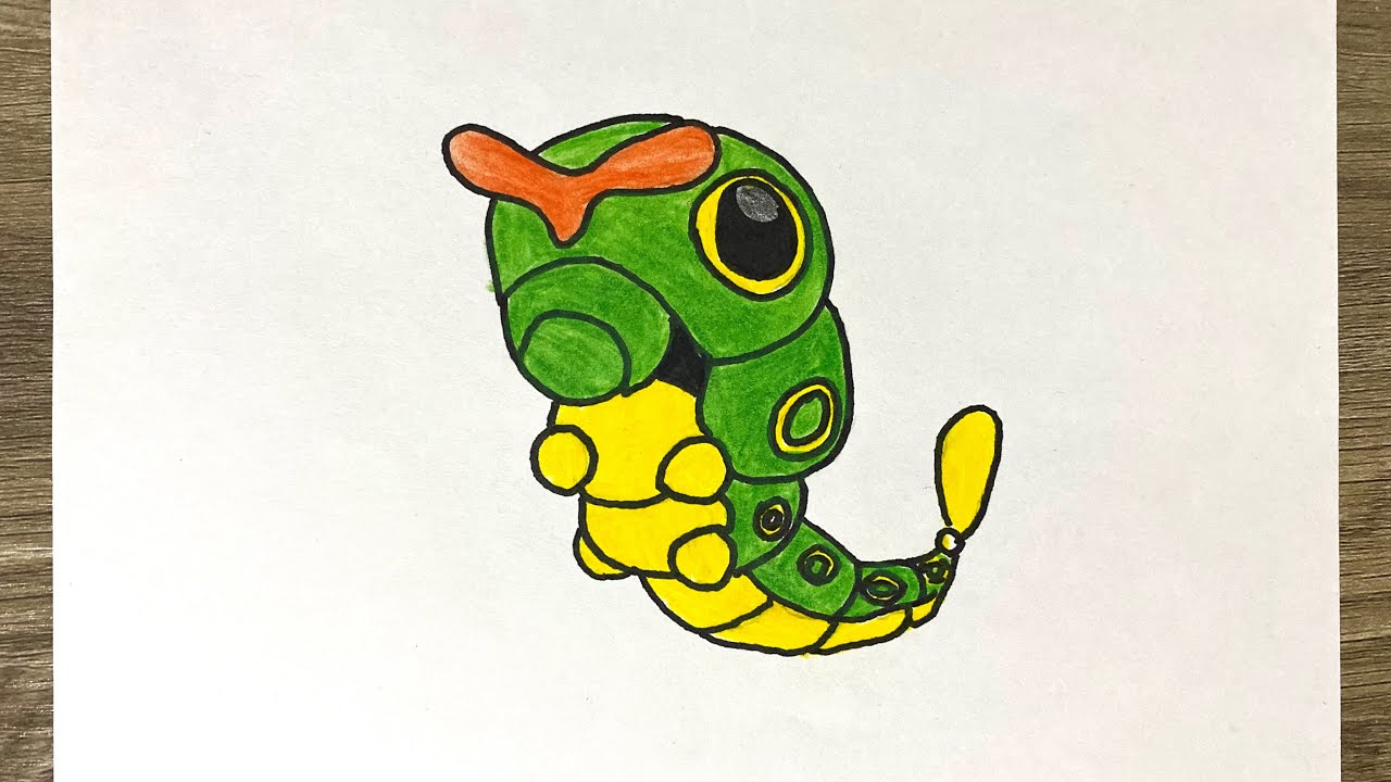 Drawing Pokemon caterpie - Dibujo de caterpie - YouTube