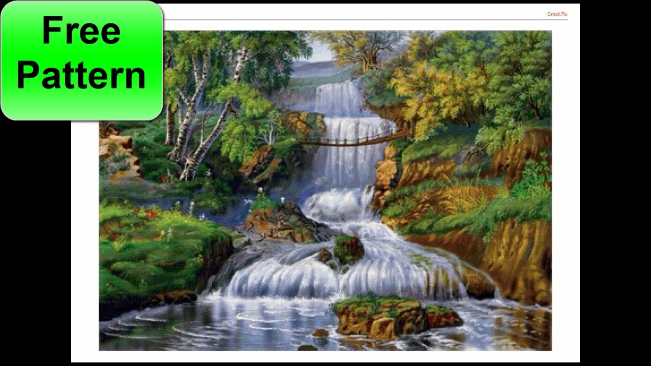 Cross Stitch Patterns/ Landscape Waterfall/ Counted Cross Stitch ...