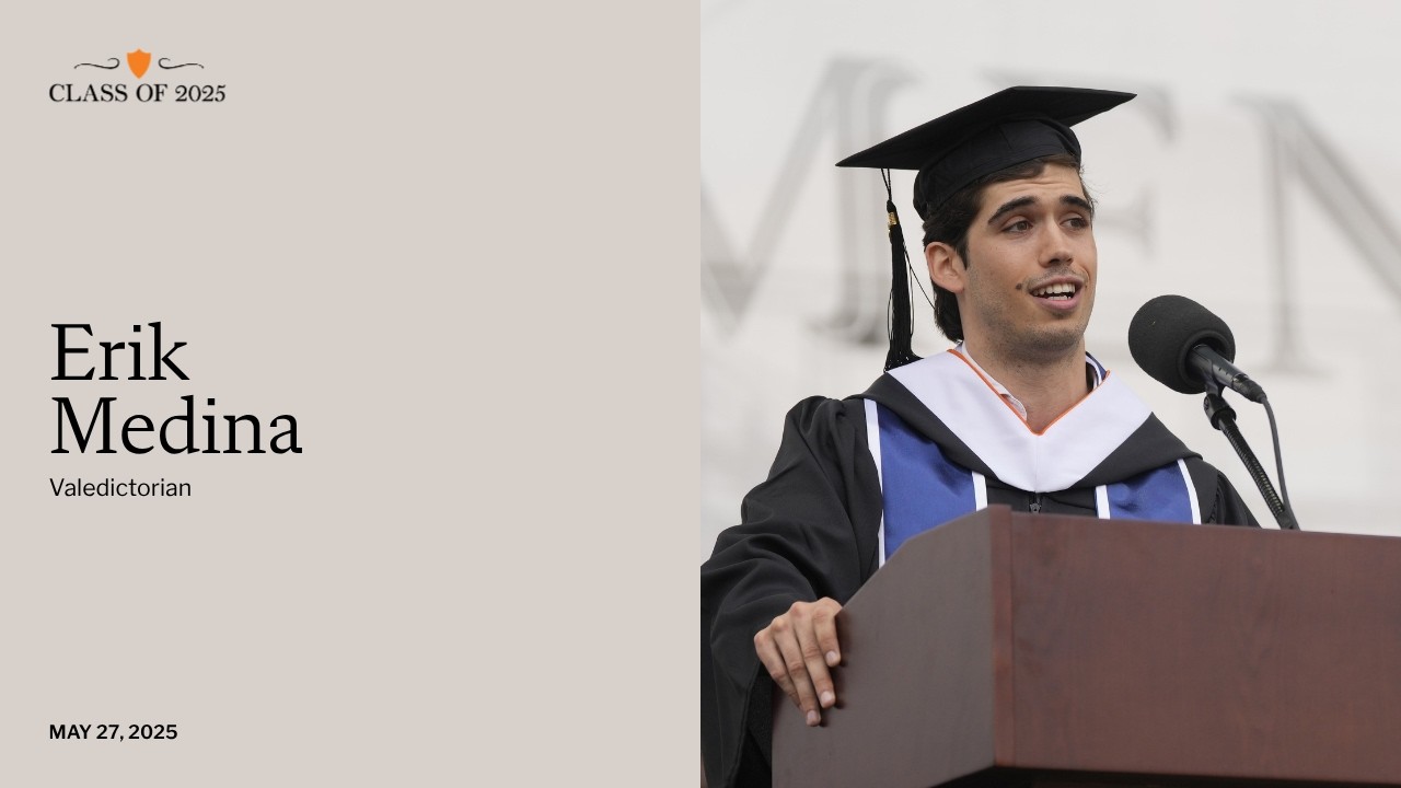 Erik Medina delivers the valedictory address at Princeton's 2025 ...