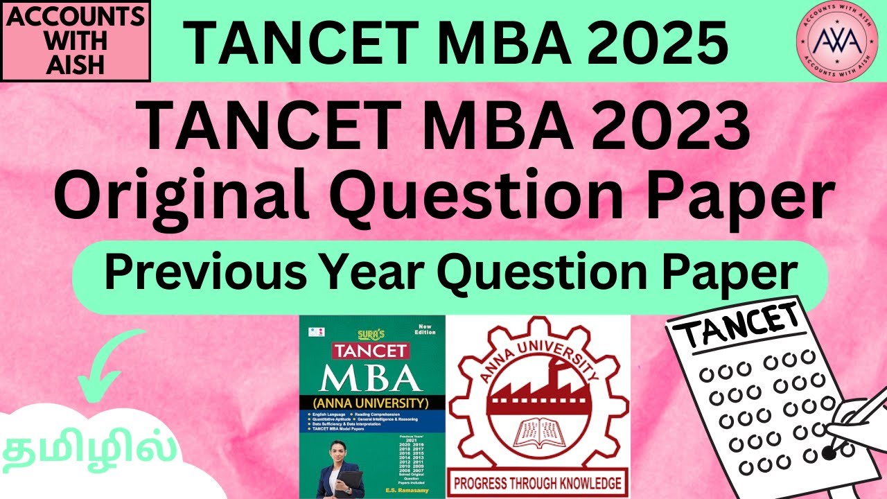 TANCET MBA 2023 Original Previous Year Question Paper - YouTube