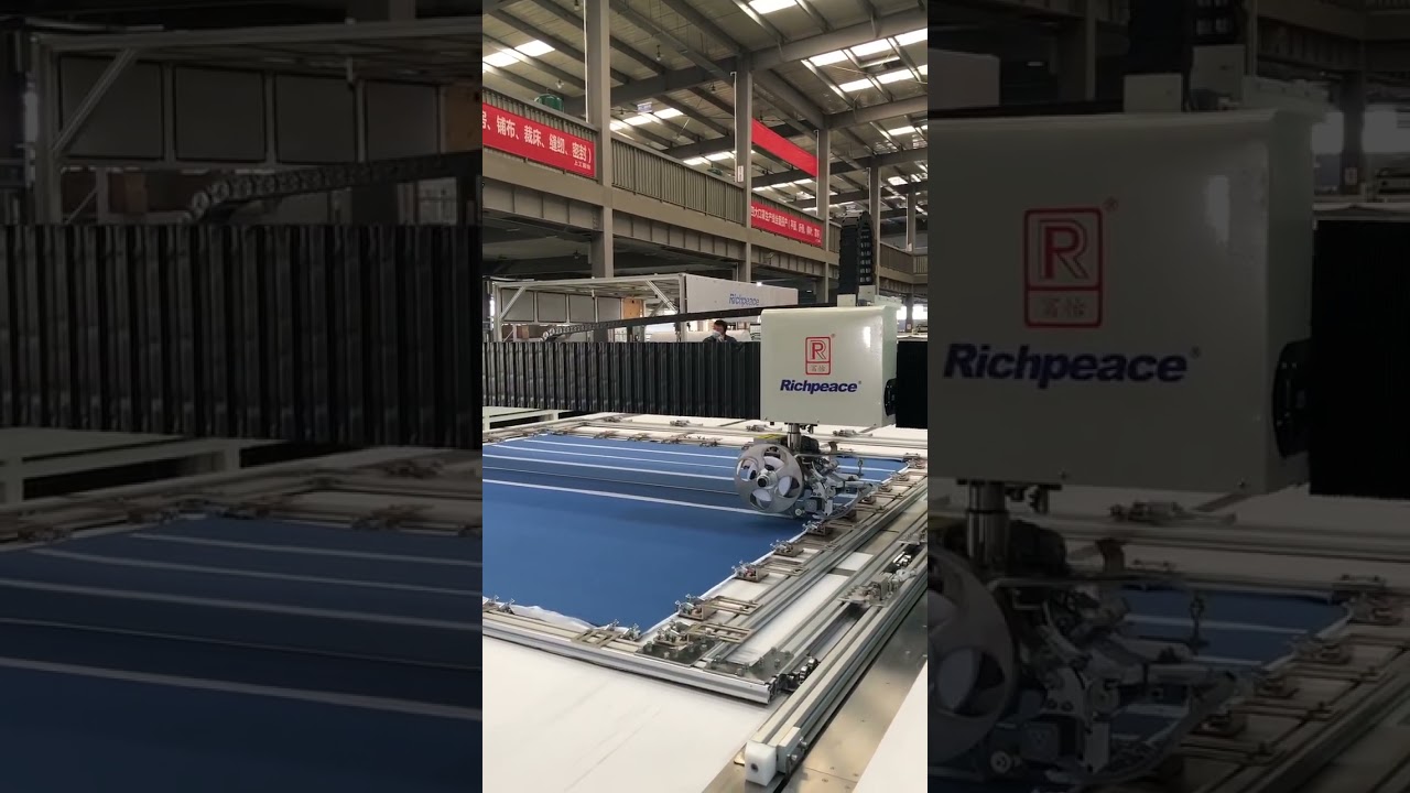 Baffle box duvet automatic sewing machine - YouTube