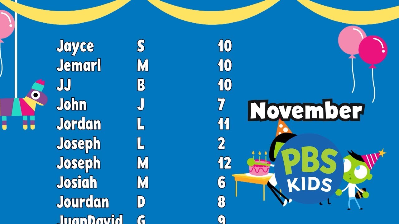 Jax PBS Kids Club November Birthdays - YouTube