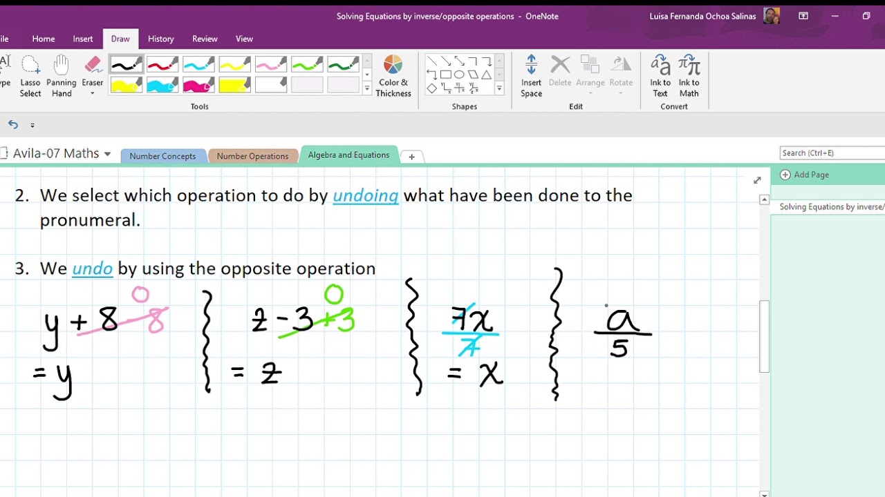 Solving Equations by inverse opposite operations Part 1 - YouTube