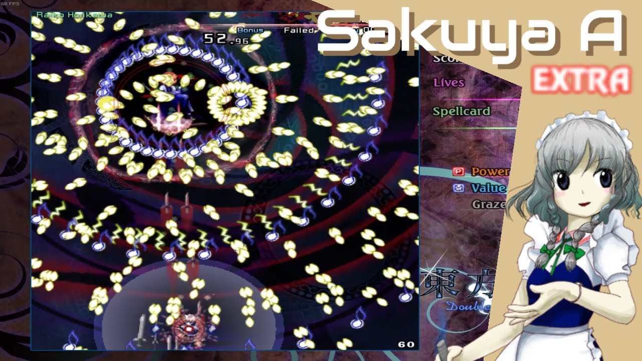 Touhou 14 - Double Dealing Character | Sakuya A Extra Stage Clear - YouTube