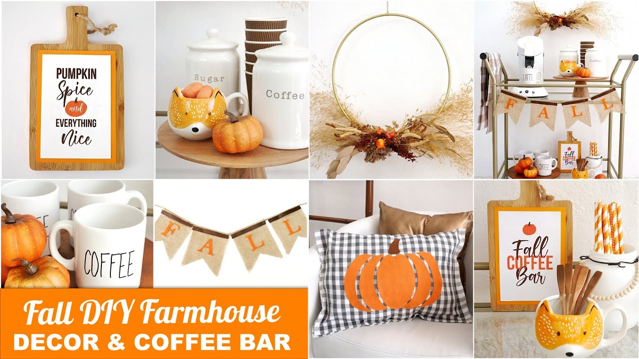 DIY Farmhouse Fall Coffee Bar with 4 Craft Decor Projects 🍂 - YouTube