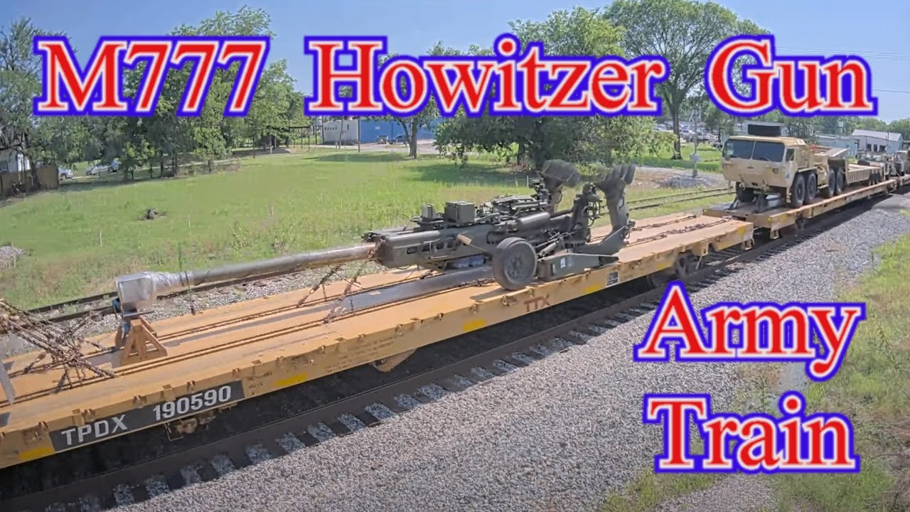 USA Army Military Train with M777 Howitzer Gun & Humvees June 24 2023 ...