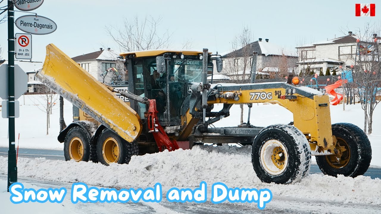 Snow Removal and Dump Operation in Residential Area in Canada/Montreal ...