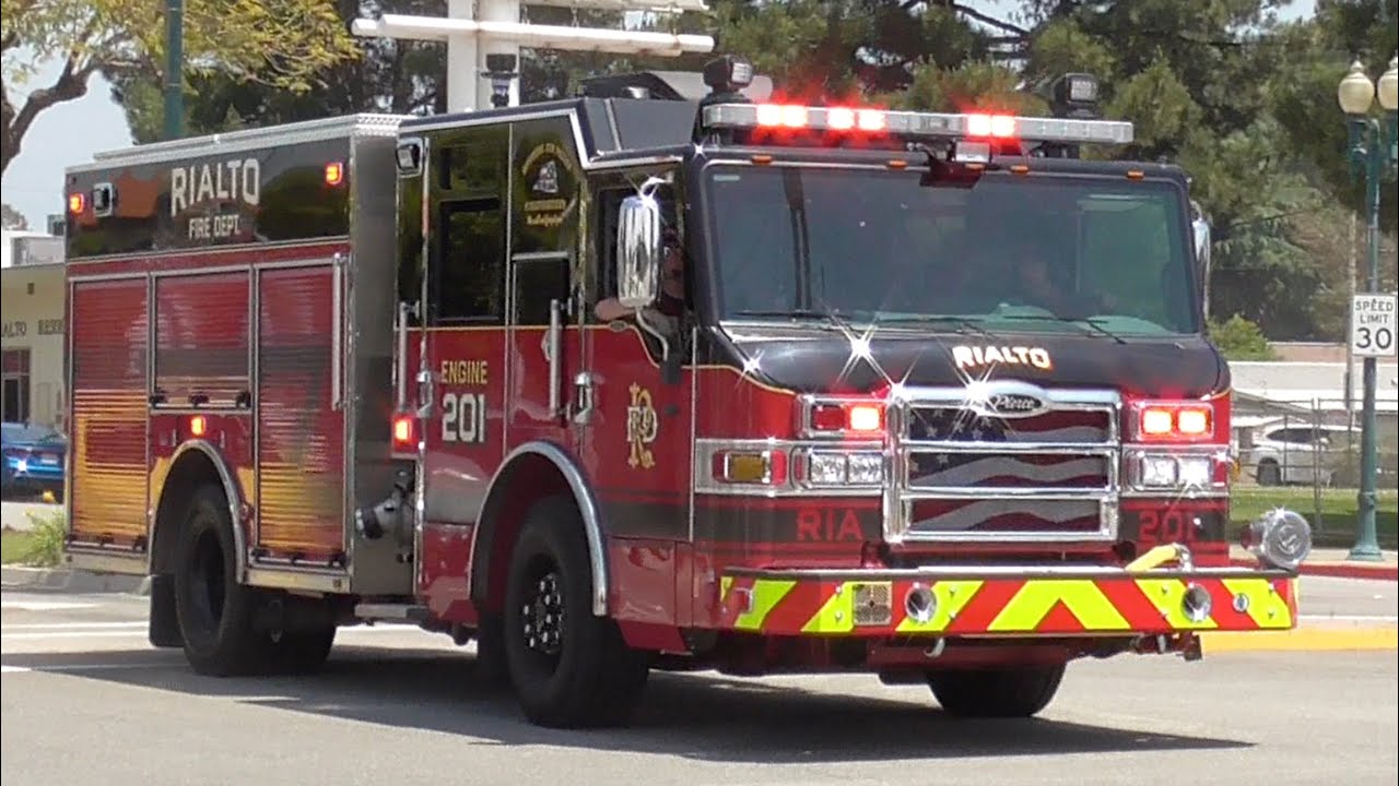Rialto Fire Dept. Medic Engine 201 Responding - YouTube
