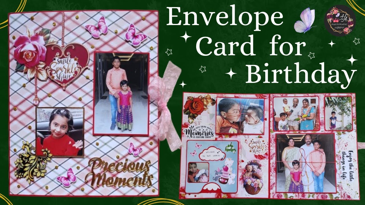 Envelope Card for Birthday. Baby Girl Album.Birthday Gift for Baby Girl ...