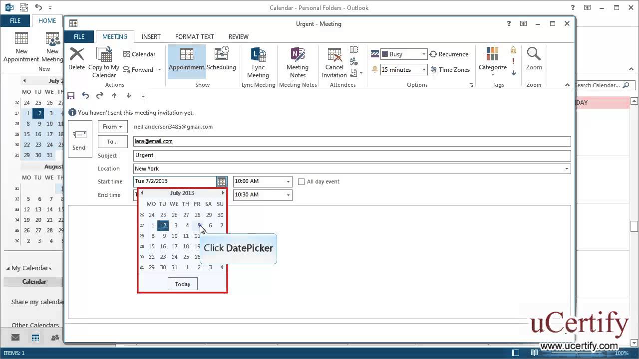 ms outlook 2013 how to create and send meetings demo - YouTube