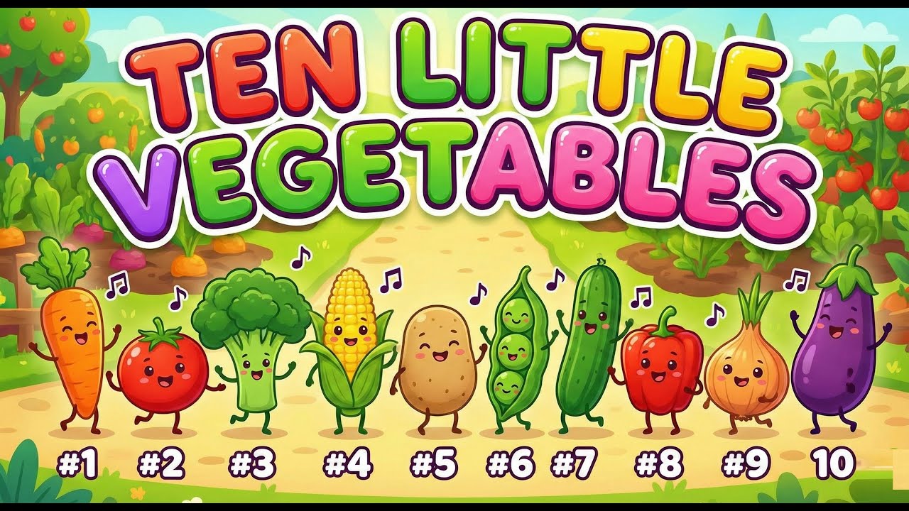 Ten Little Vegetables - Learn Vegetables with Nursery Rhyme For Kids ...