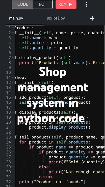 A simple project in python shop management system using class #class # ...