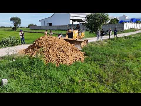 Incredible!! START NEW Project! Powerful Bulldozer KOMATSU And 5T Dump Trucks Moving stone and soil