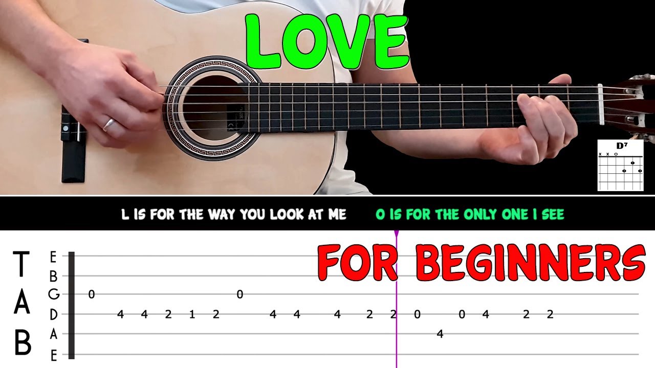 LOVE | Easy guitar melody lesson for BEGINNERS (with tabs) - Nat King ...