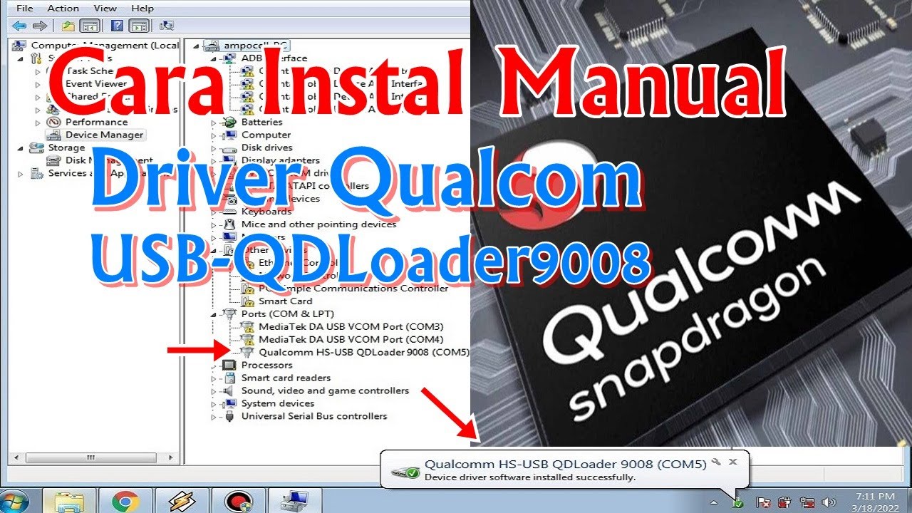 Cara instal manual Driver QUALCOM USB-HS-QDLoader9008 di pc/Laptop ...
