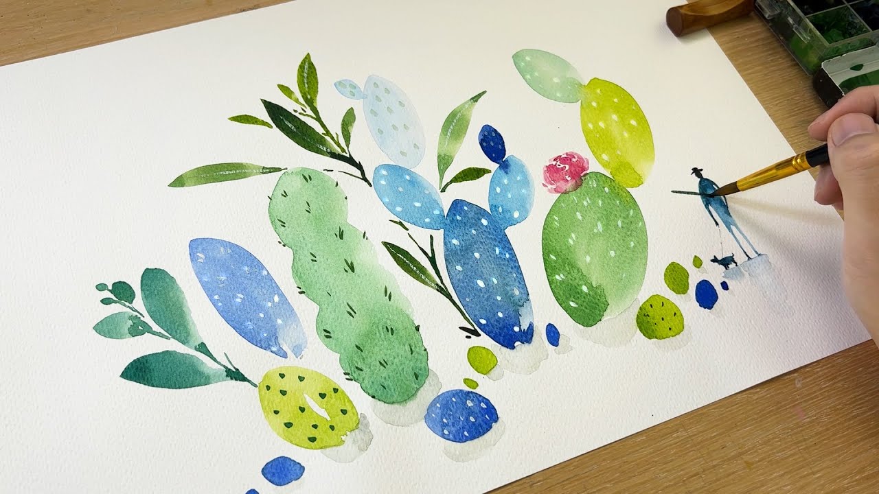 'Cactus' Painting Easy & Simple / Watercolor Painting - YouTube