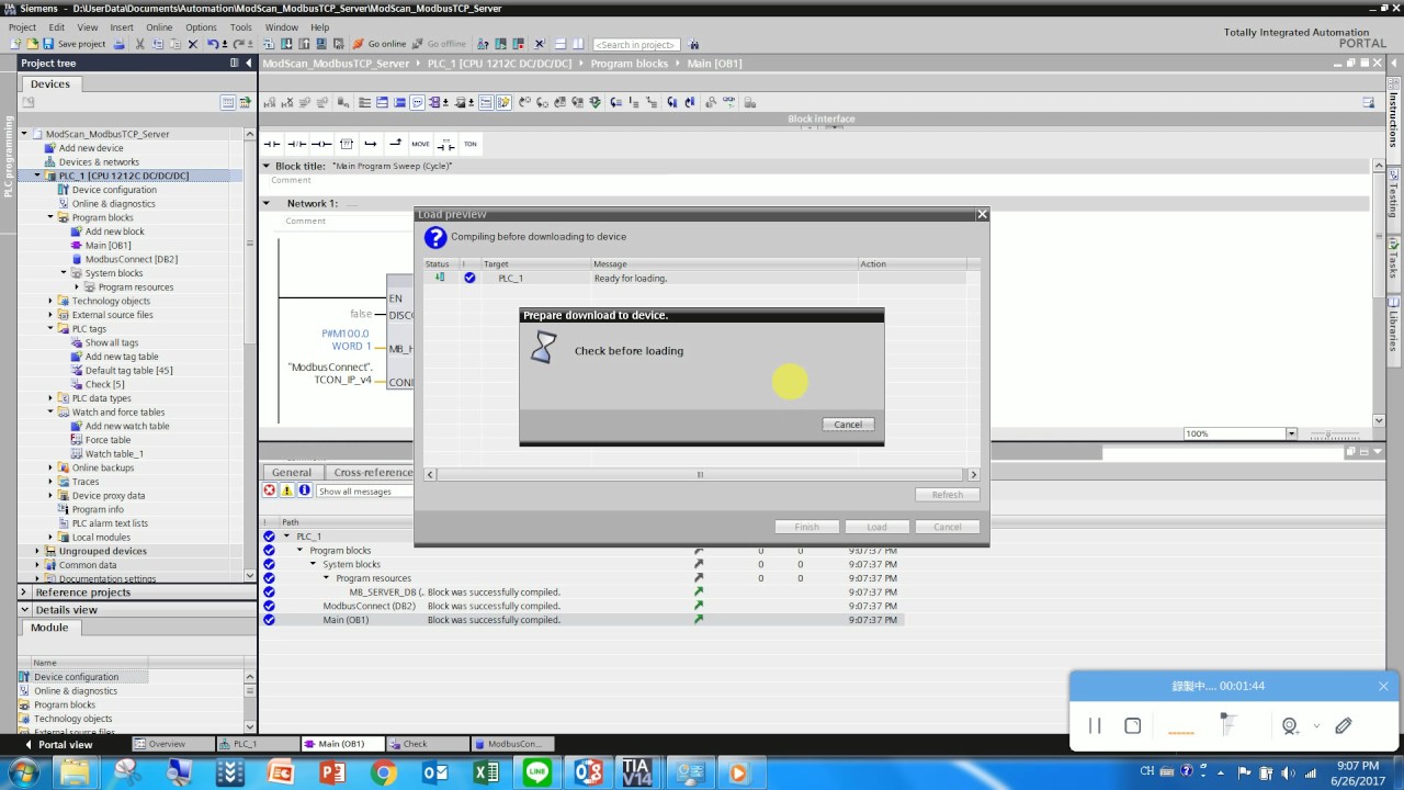 ModScan32 connect S7-1200 via Modbus TCP - YouTube