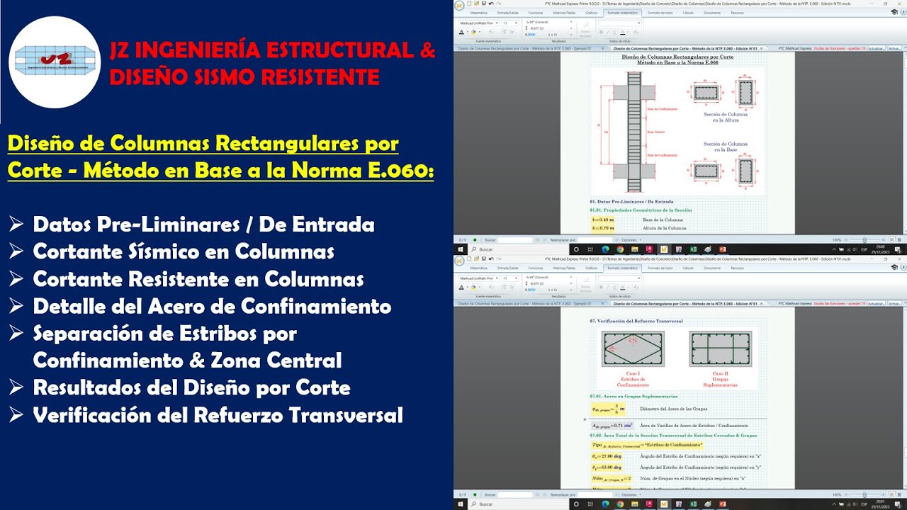 Diseño por Corte de Columnas Rectangulares en MathCad - Método en Base ...