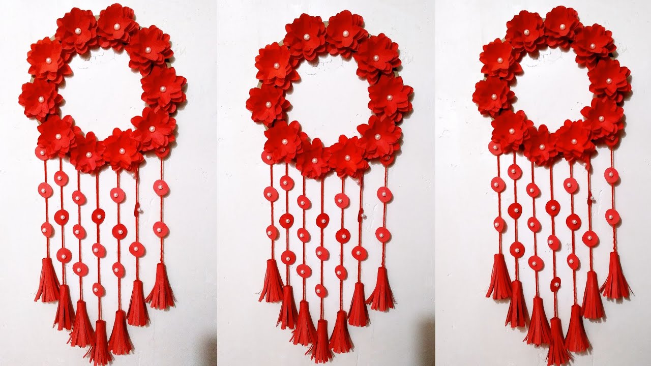 A4 nirmana / How to make beautiful paper flowers wall hanging / roome ...