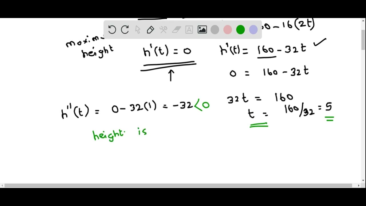 Calculus AB Determine Maximum height of body thrown upward - YouTube