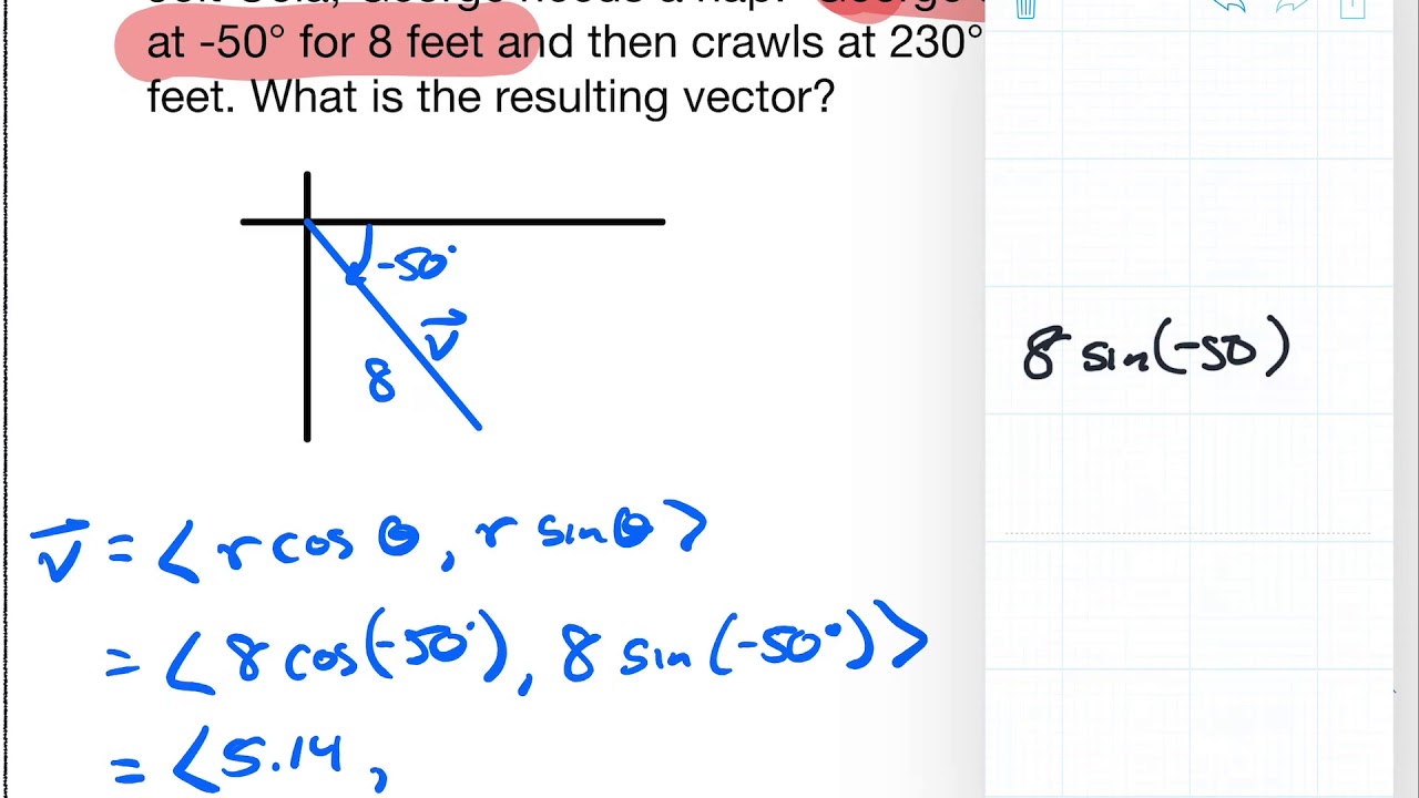 Geometry Notes V7 Resulting Vectors more difficult problems - YouTube