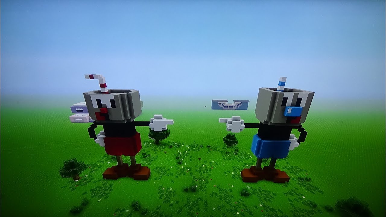 Cuphead and Mugman Statues in Minecraft - YouTube