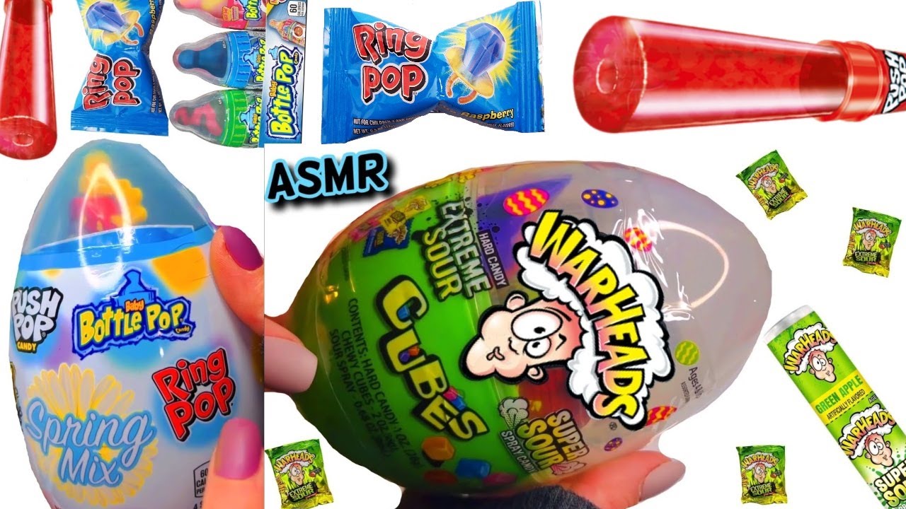 Sour Candy Bonanza! Warheads EXTREME Sour Spray Gummy Cubes Push POP ...