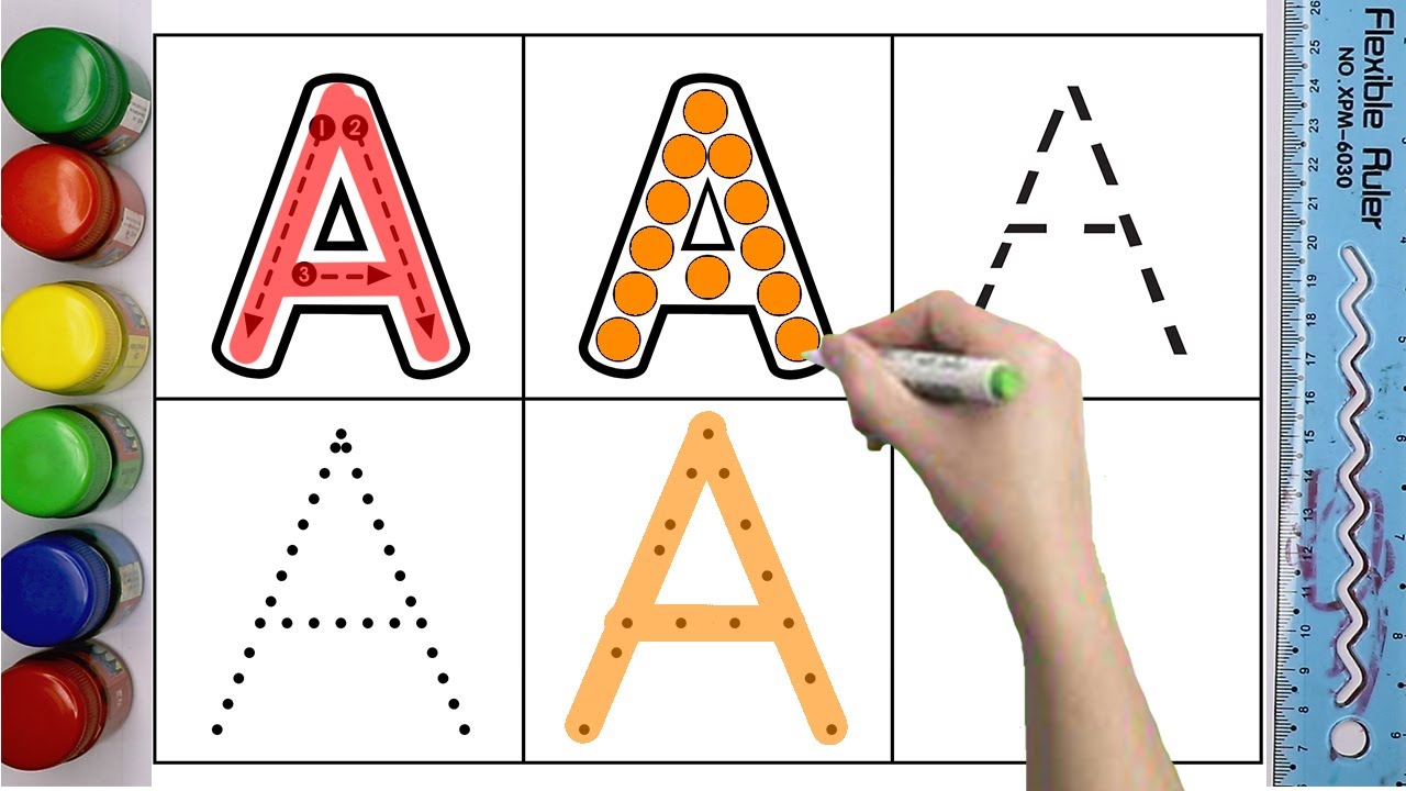 How to write Letter A | Learn to write alphabet A for kids | Trace ...
