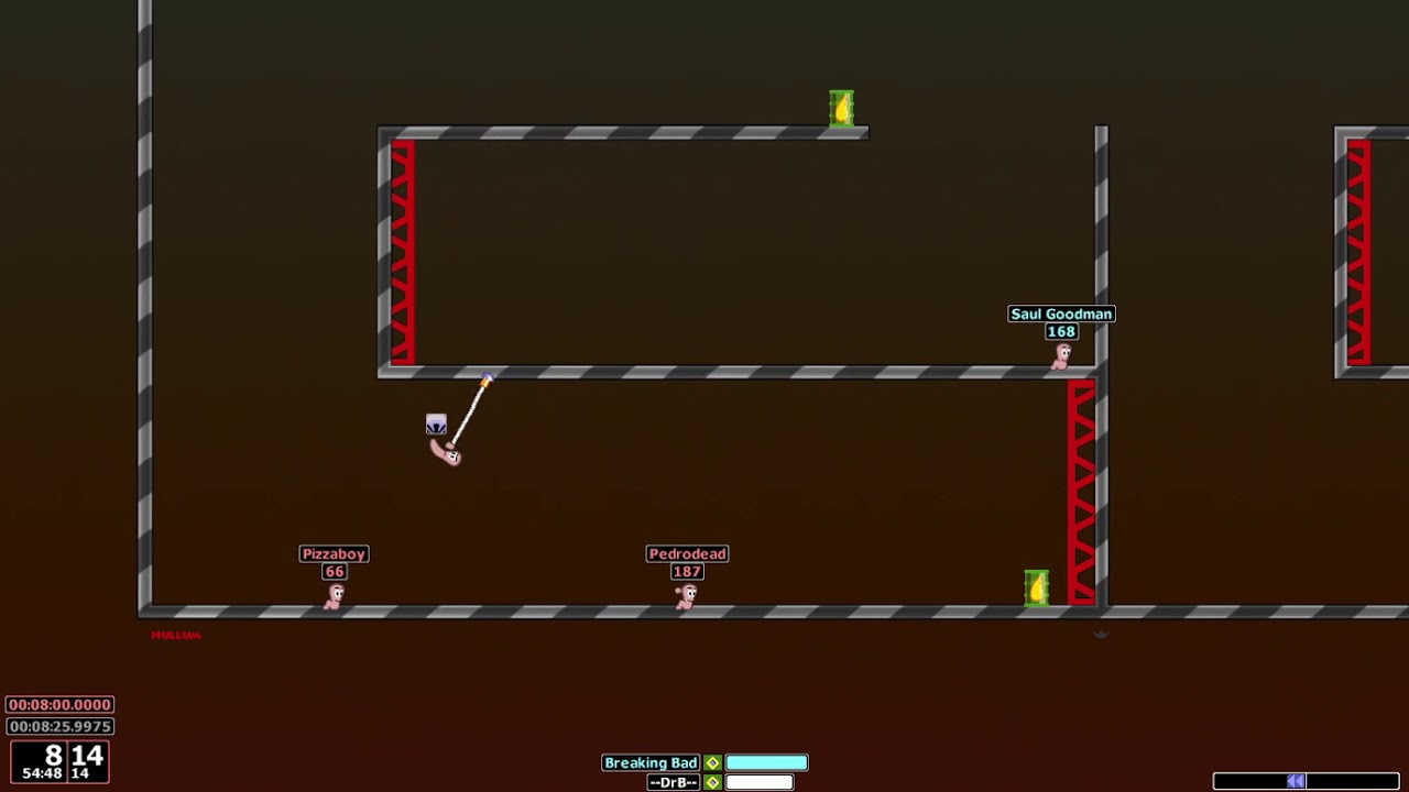 Worms Armageddon - "w2" WXW (with improved rope) - 290 damage with ...