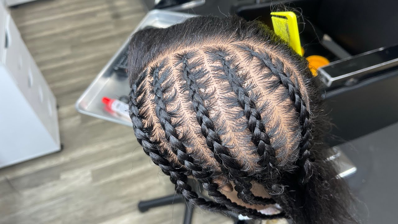 HOW TO DO STITCH BRAIDS CORNROWS FOR BEGINNERS - YouTube