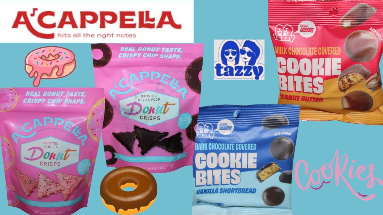 A’Cappella Donut Crisps Vanilla & Devils Food, Tazzy Cookie Bites ...