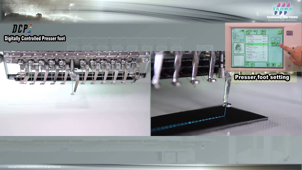 [ Embroidery machine ] Digitally Controlled Presser foot "DCP" | Tajima ...