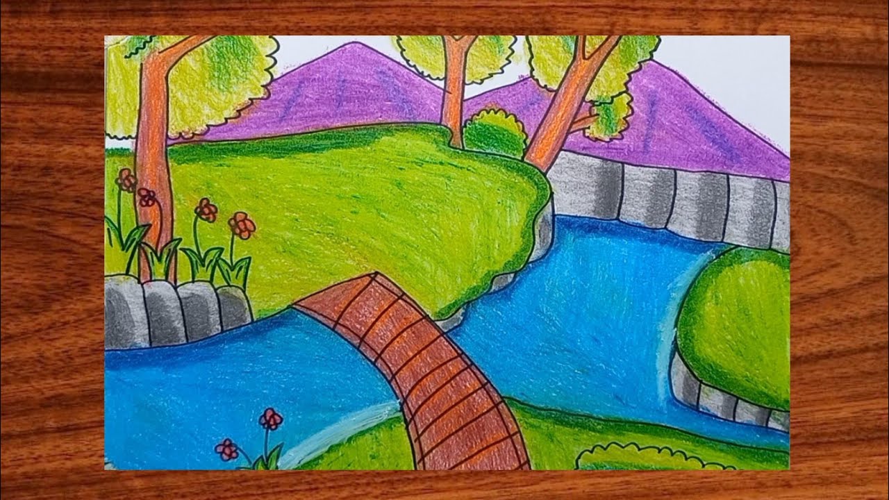 How to draw beautifull natural scenery easy || Drawing Beautifull ...