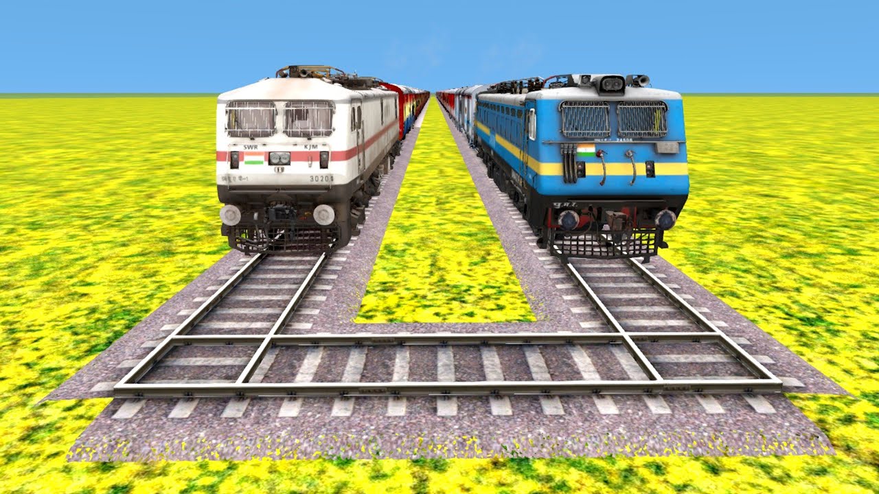 TWO TRAINS ON MOST DANGEROUS RISKY SHARP TURN | Unfinished Railroad ...