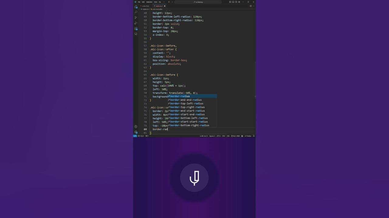 AI listening animation (voice assistant) using pure HTML & CSS #html #css #ai - YouTube
