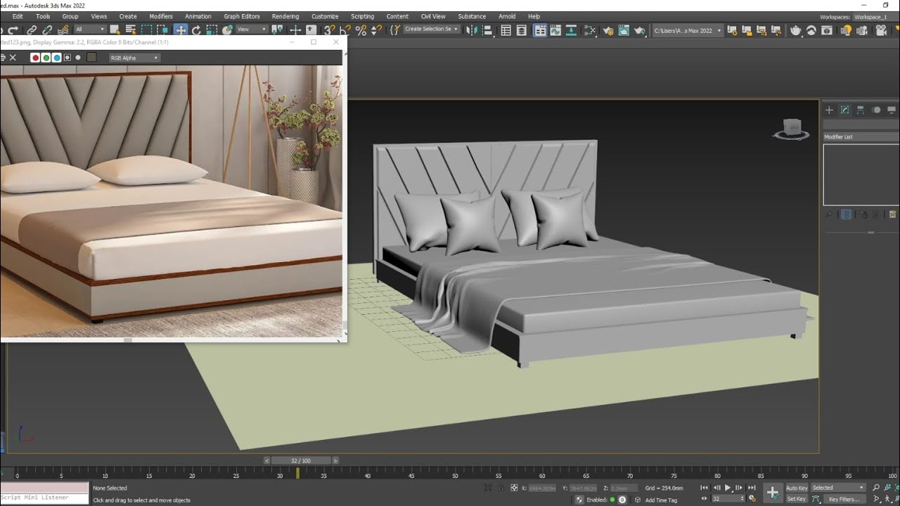 How to Model a Stylish Modern Bed in 3ds Max | Step-by-Step Tutorial ...