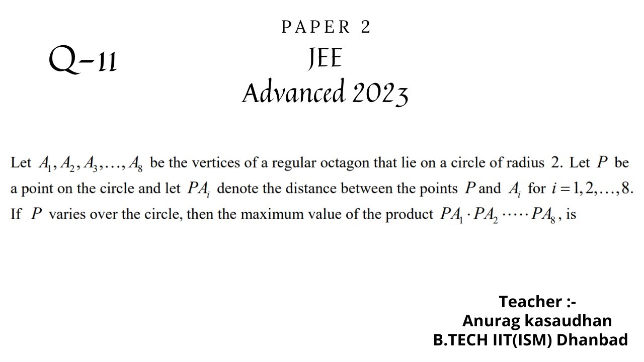 JEE Advanced 2023 Math Paper 2 (Q 11) solution | IIT JEE Maths | # ...