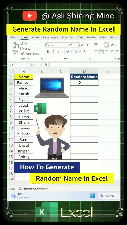 How to Generate Random Name's in Excel🤯👨‍💻💥 Do you Know.? #shorts #excel #shortvideo #exceltips# ...