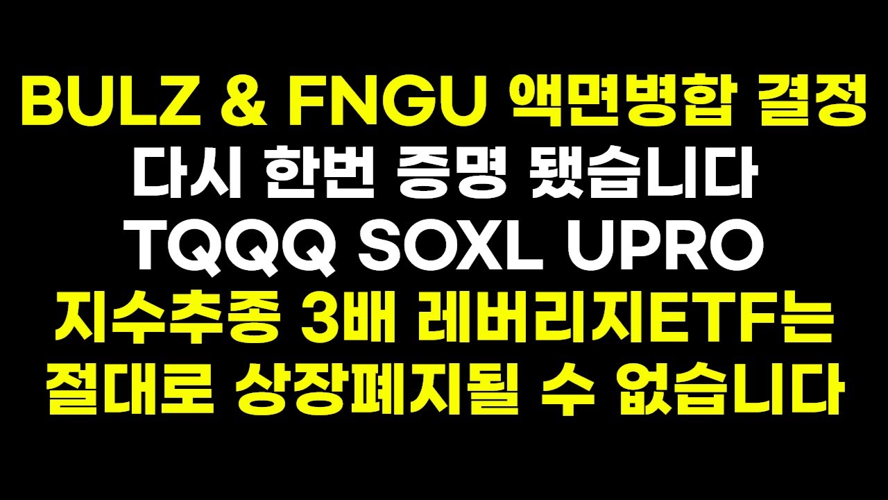 [EP.93]BULZ & FNGU 상장폐지가 아닌 액면병합. 지수추종 3배 레버리지 장기투자는 망할 수가 없습니다|TQQQ & SOXL장기투자|QLD UPRO BULZ 미국 ...