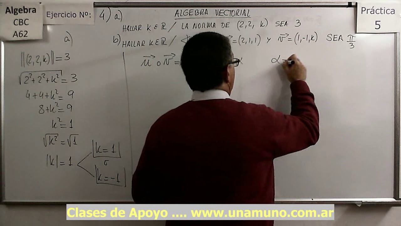 Álgebra CBC A-62 Práctica 5 – Ejer 4 Cálculo de parámetros - YouTube