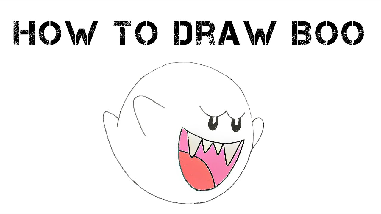 How to Draw Shy Ghost Boo – Common Enemy in the Mario Series Drawing ...