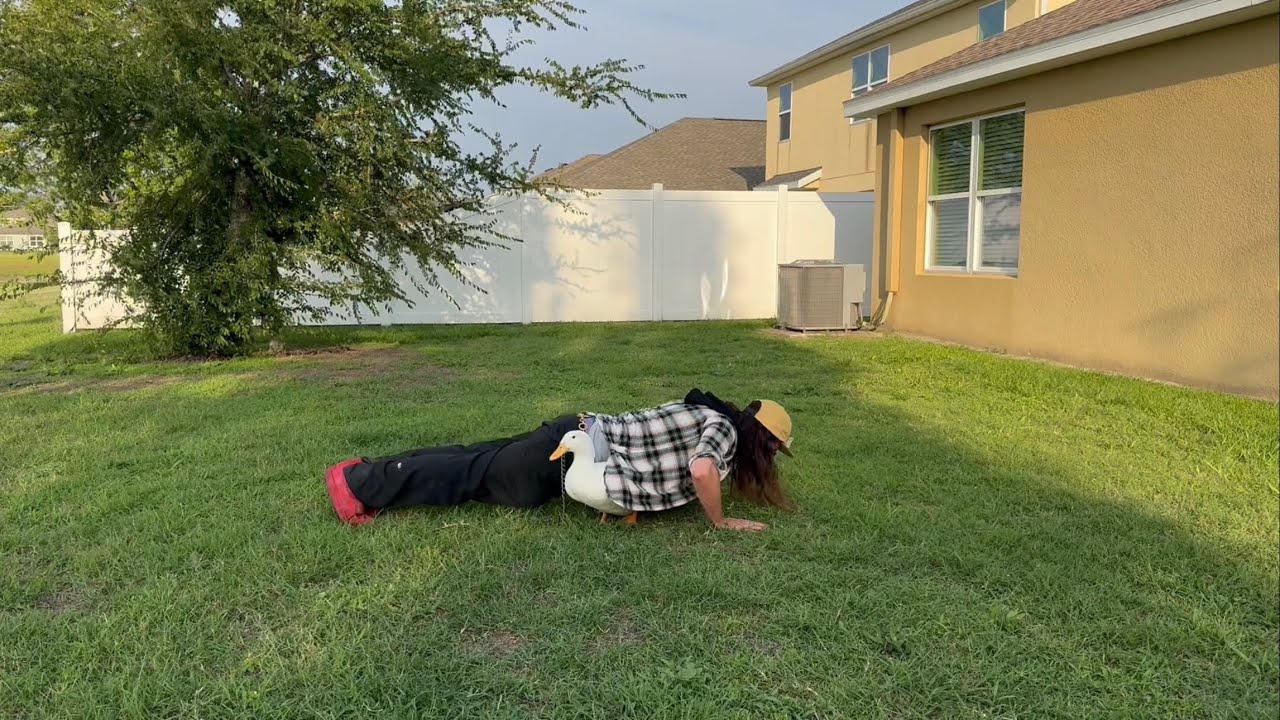 100 Pushups With My Duck (challenge) - YouTube