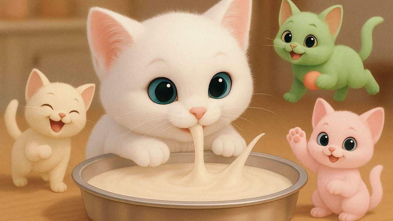 🐱 Meow Meow Meow Drinks Milk 🥛 | Cute Cat Song for Kids | Nursery Rhyme ...